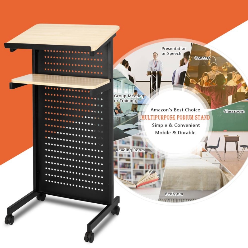 SalonMore Mobile Lectern, Standing Desk for Reading, Multi-Function ...