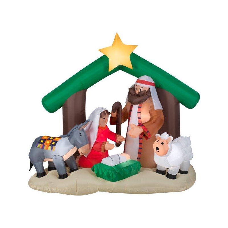 SalonMore 6ft Inflatable Holy Family Nativity Scene Decor Pre-Lit Baby ...