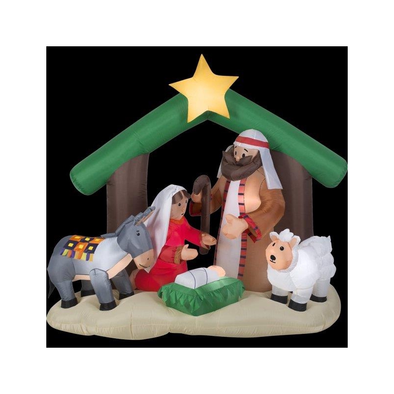 SalonMore 6ft Inflatable Holy Family Nativity Scene Decor Pre-Lit Baby ...